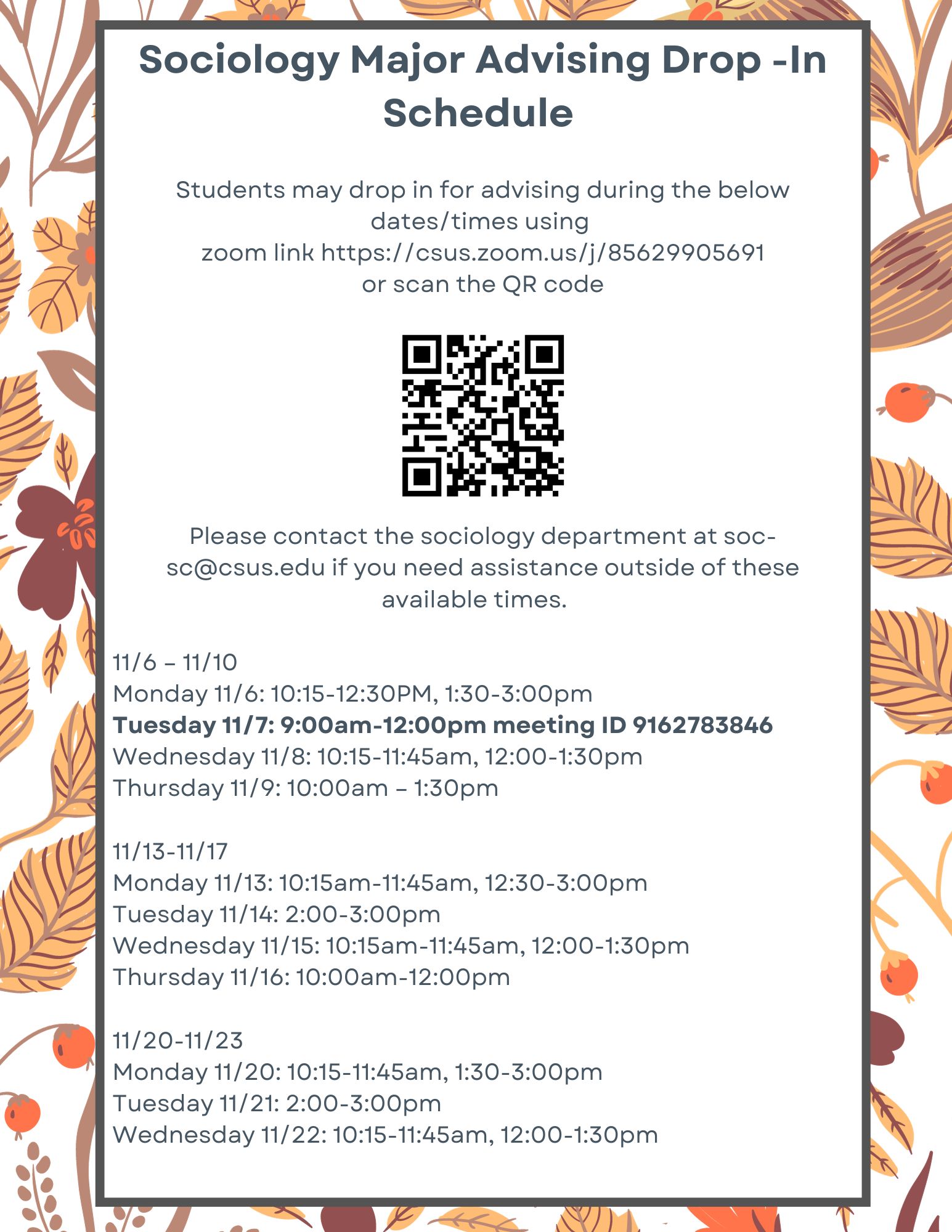 Upcoming Major Advising Opportunities - Drop-ins and Workshops ...